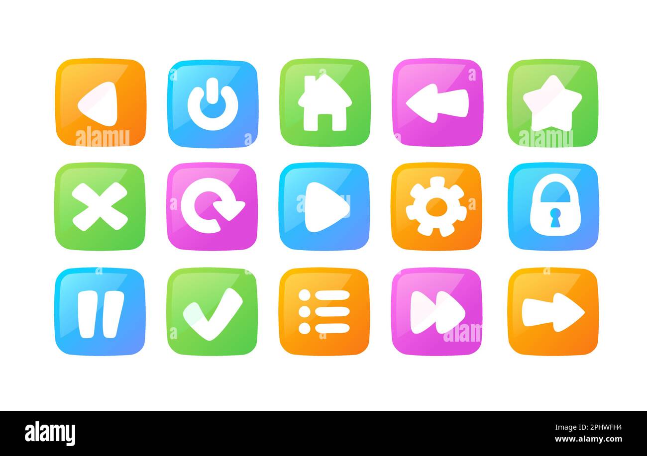 UI buttons for game set Stock Vector Image & Art - Alamy