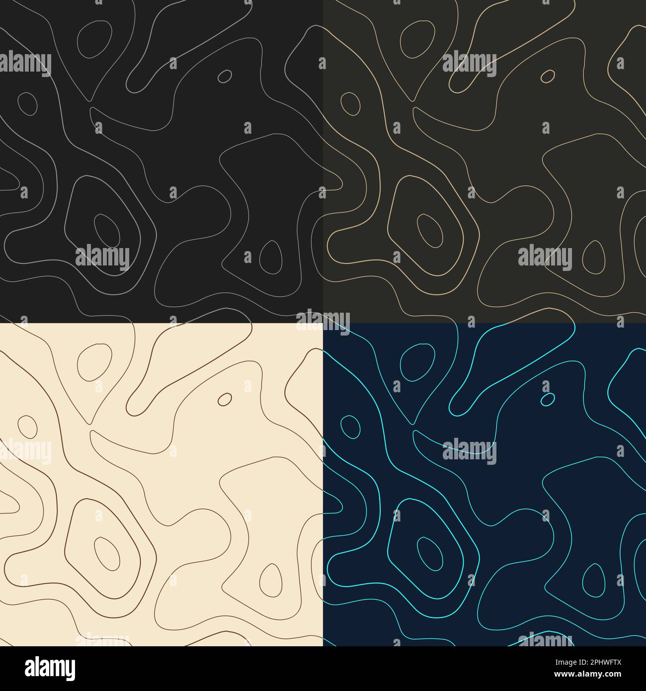 Topography patterns. Seamless elevation map tiles. Awesome isoline ...