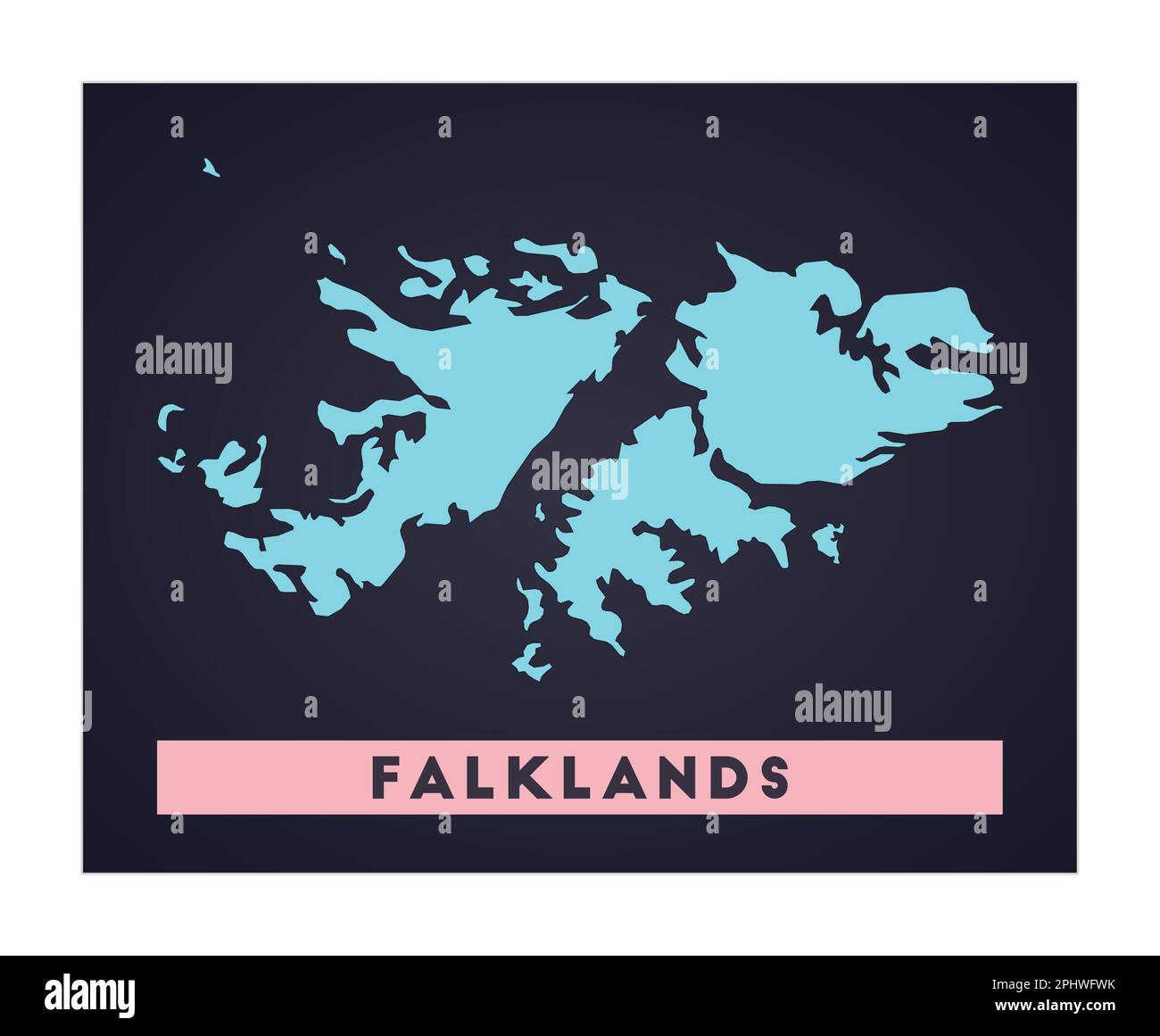 Falklands map. Country poster with regions. Shape of Falklands with ...