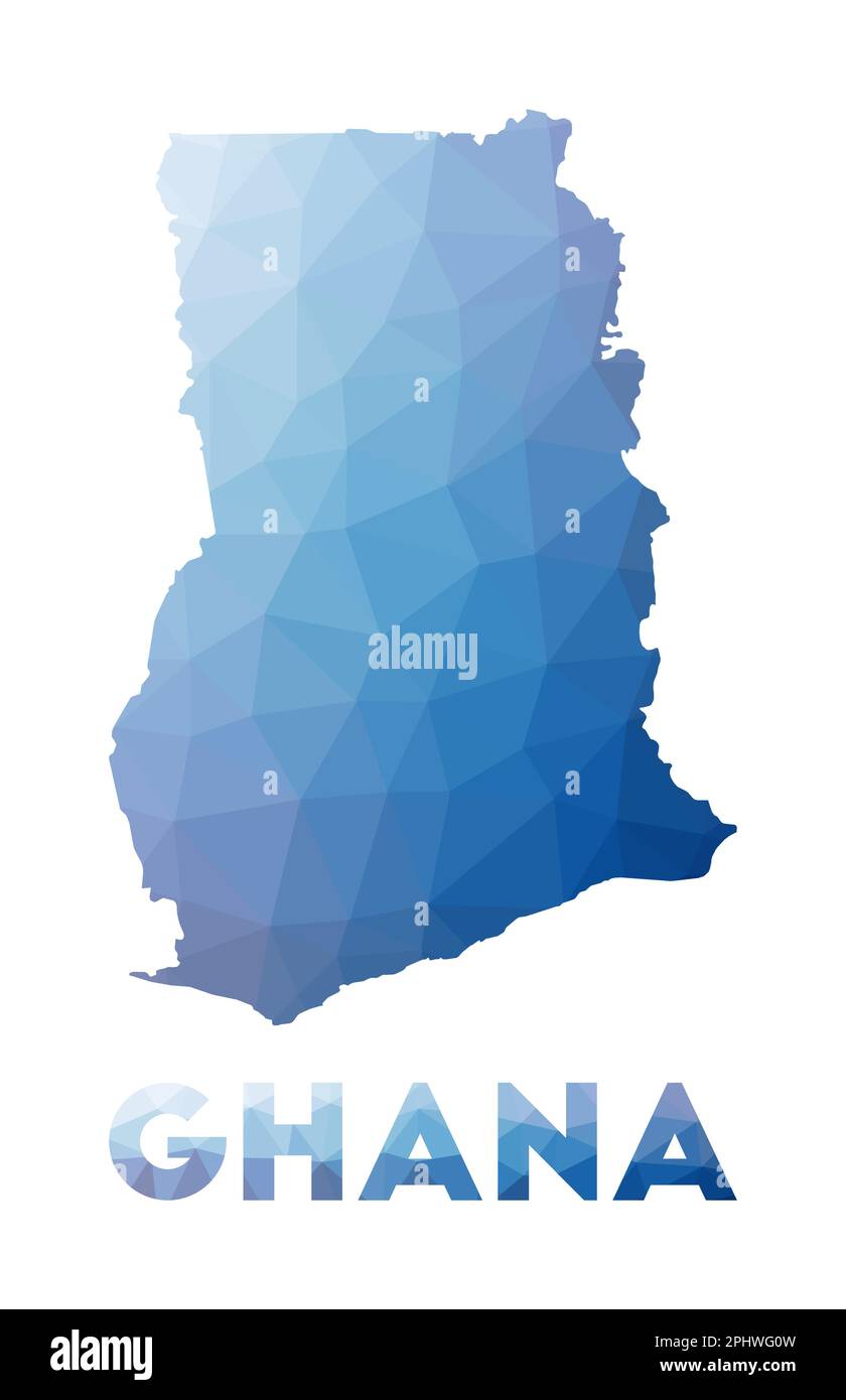 Low poly map of Ghana. Geometric illustration of the country. Ghana ...