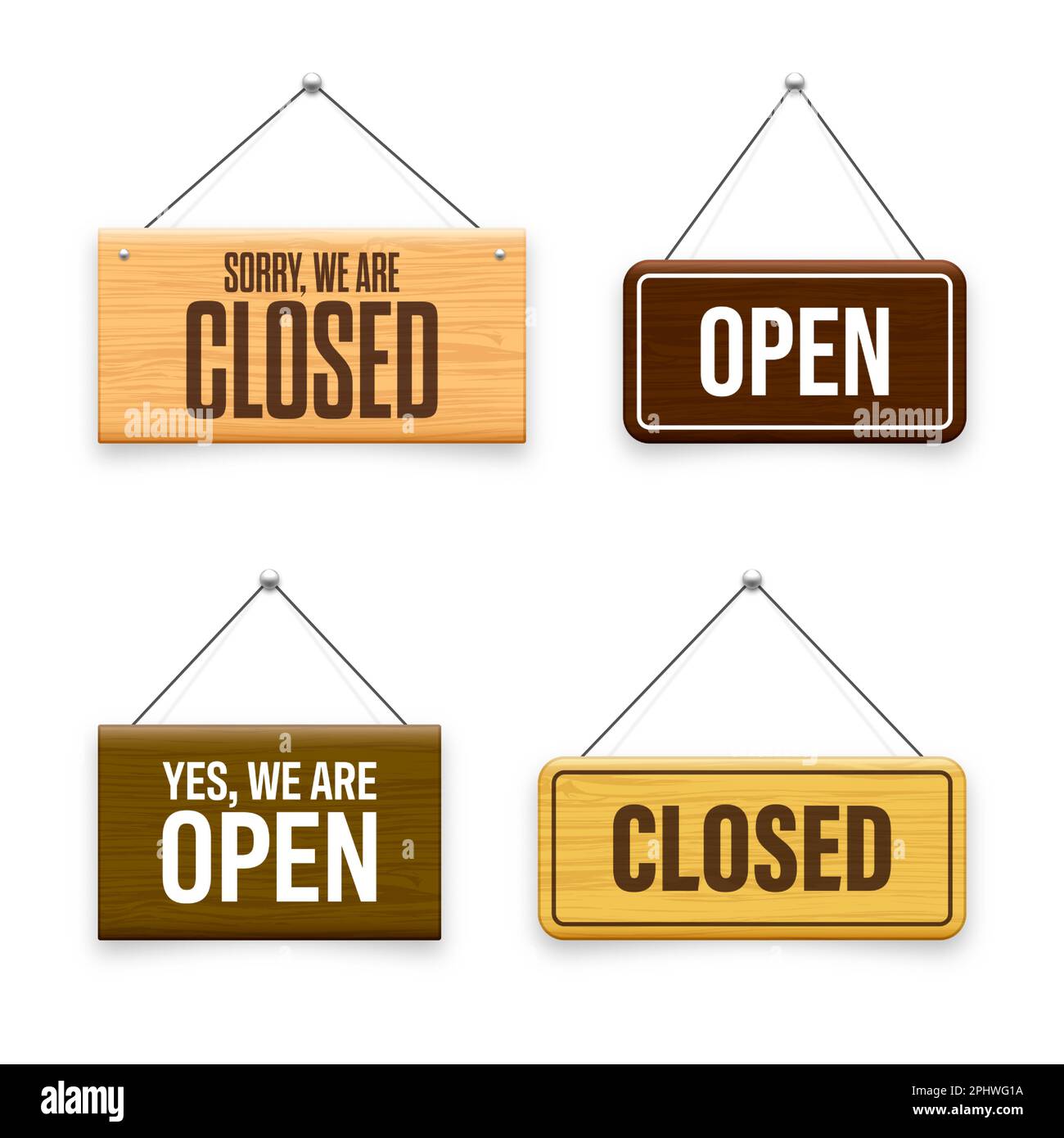 Wooden open or closed hanging signboards. Made of wood door sign for ...