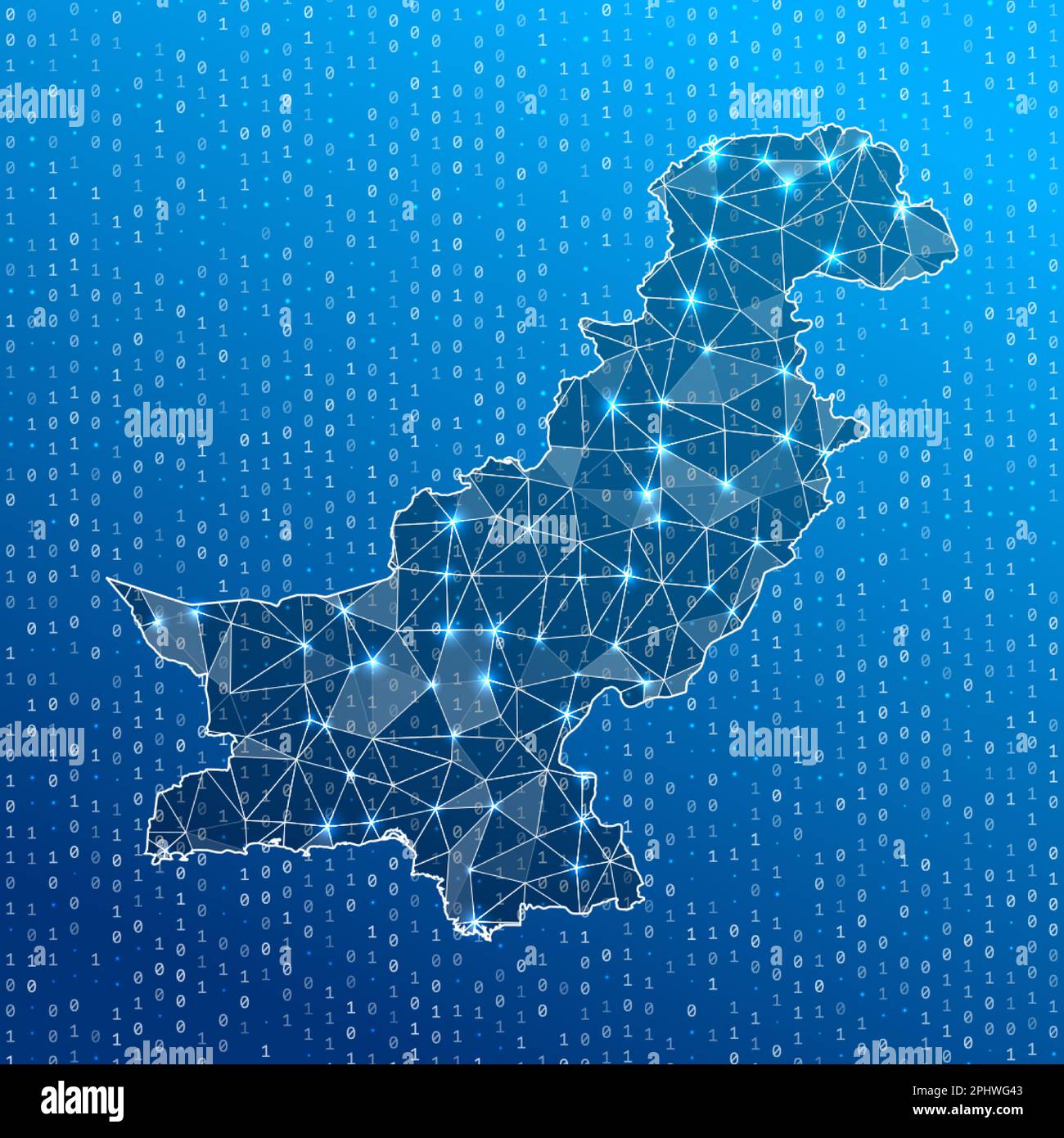 Network map of Pakistan. Country digital connections map. Technology, internet, network ...