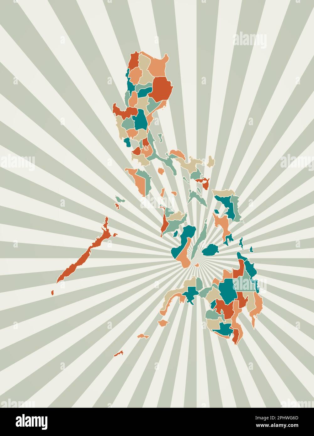 Philippines map. Poster with map of the country in retro color palette ...