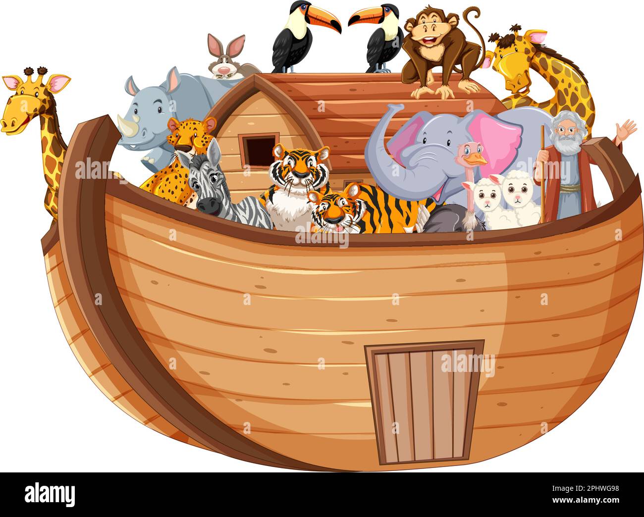 Noah's Ark with Animals illustration Stock Vector Image & Art - Alamy
