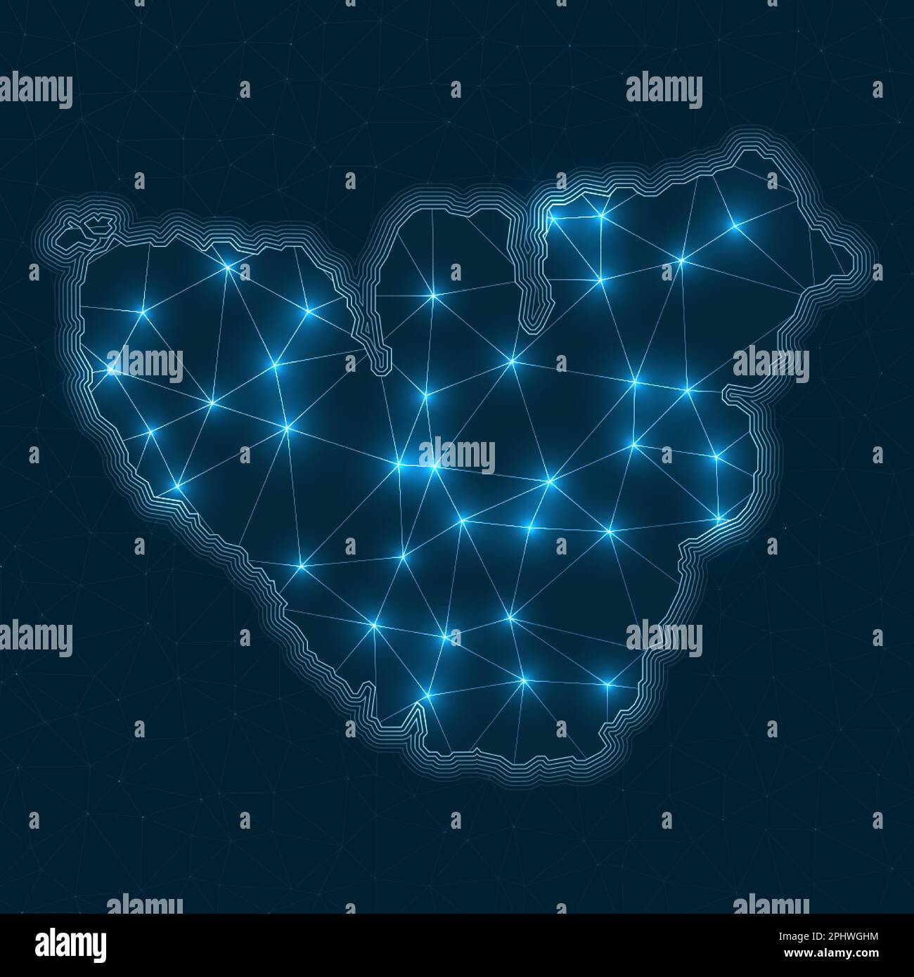 Moorea network map. Abstract geometric map of the island. Digital ...
