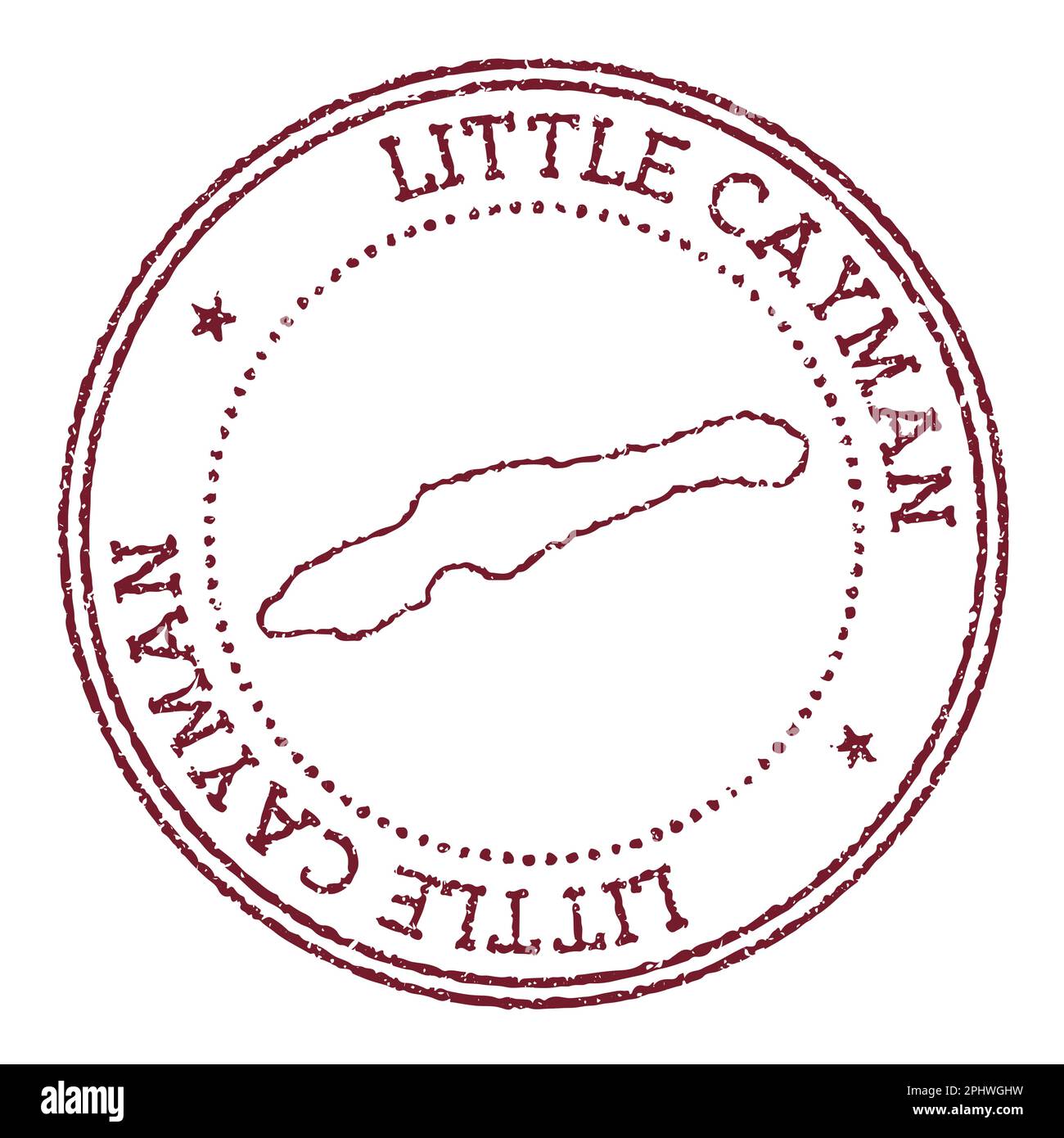 Little Cayman round rubber stamp with island map. Vintage red passport ...
