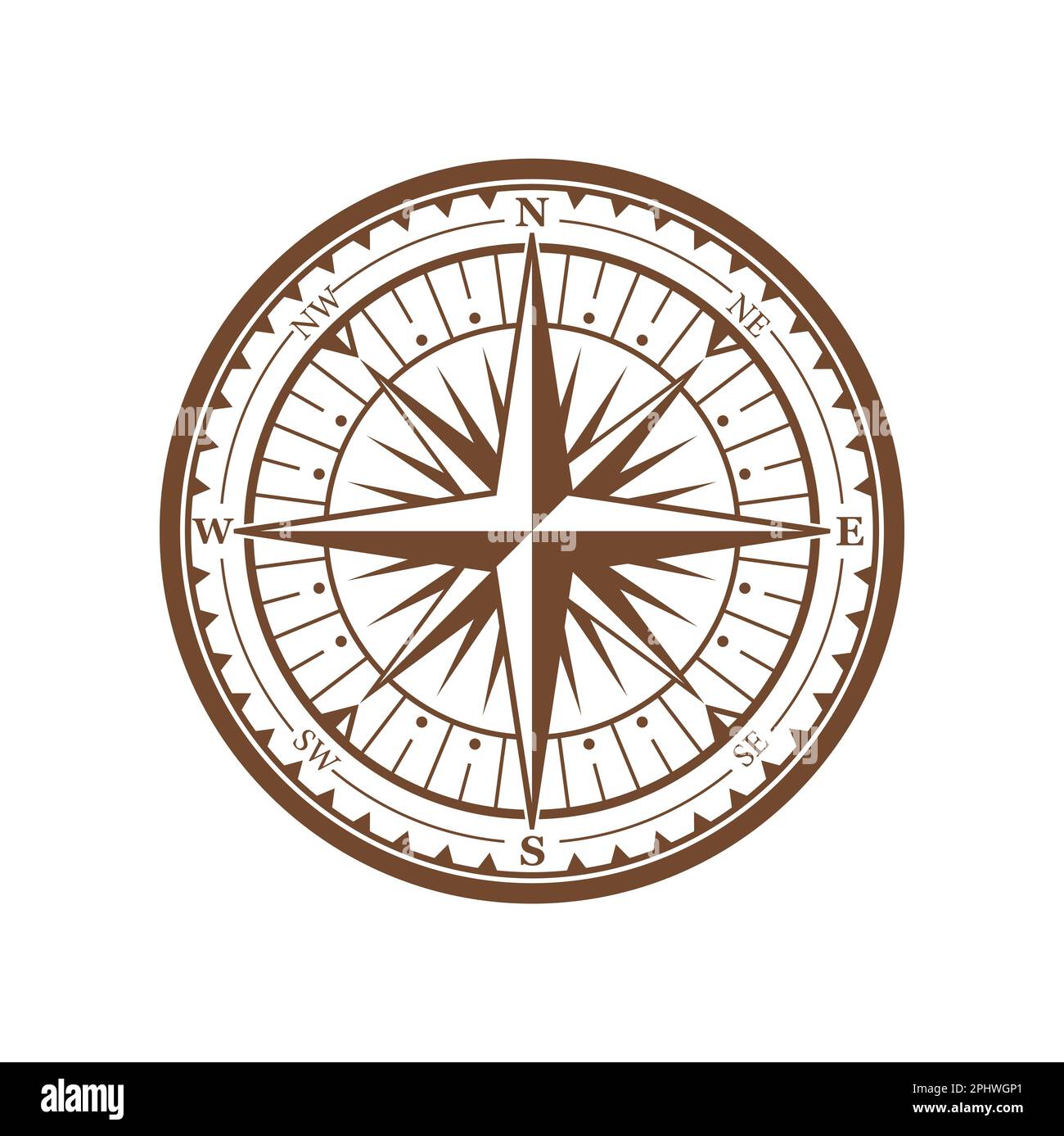 Vintage compass wind rose, medieval nautical navigation sign. Isolated ...