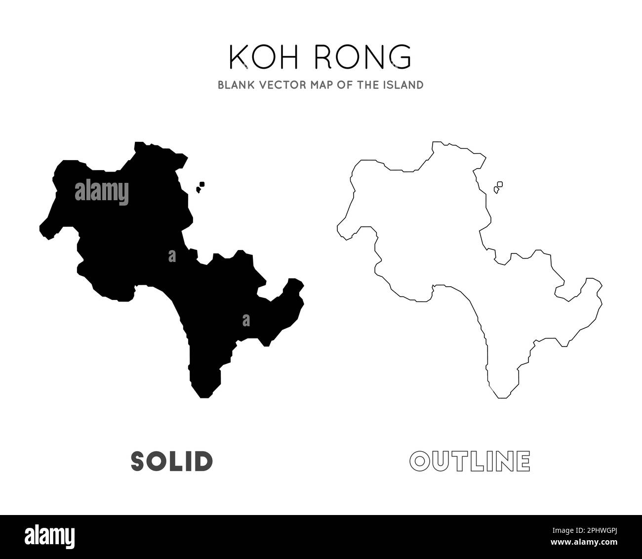 Koh Rong map. Blank vector map of the island. Borders of Koh Rong for ...