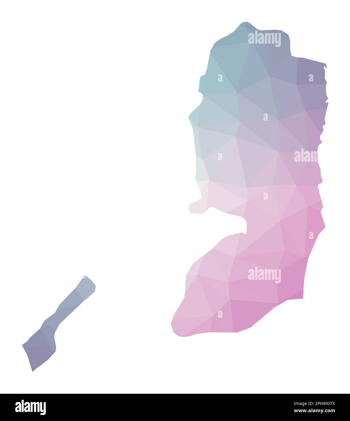 Polygonal map of Palestine. Geometric illustration of the country in ...