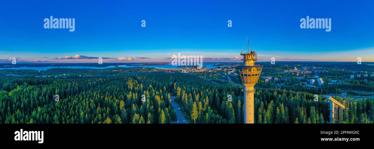 Puijo tower and panorama of Finnish town Kuopio Stock Photo - Alamy