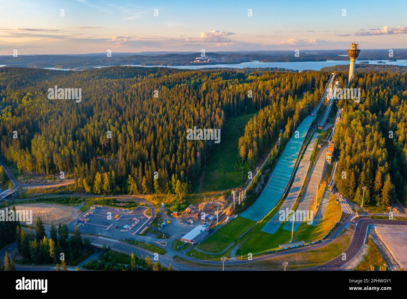 Puijo tower and Ski jumping sport complex in Finnish town Kuopio Stock ...