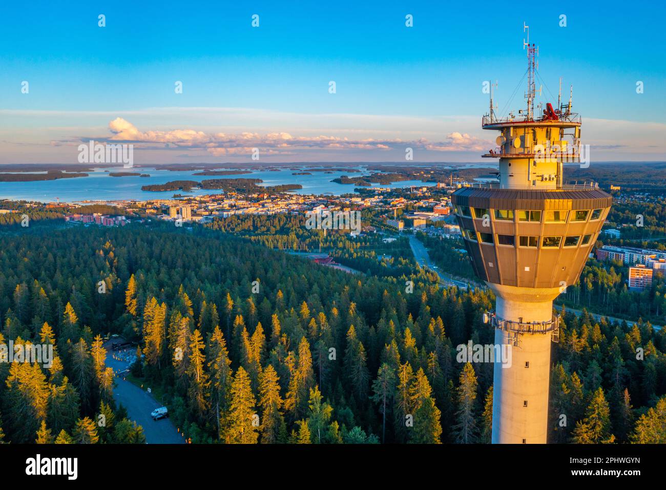 Puijo tower and panorama of Finnish town Kuopio Stock Photo - Alamy