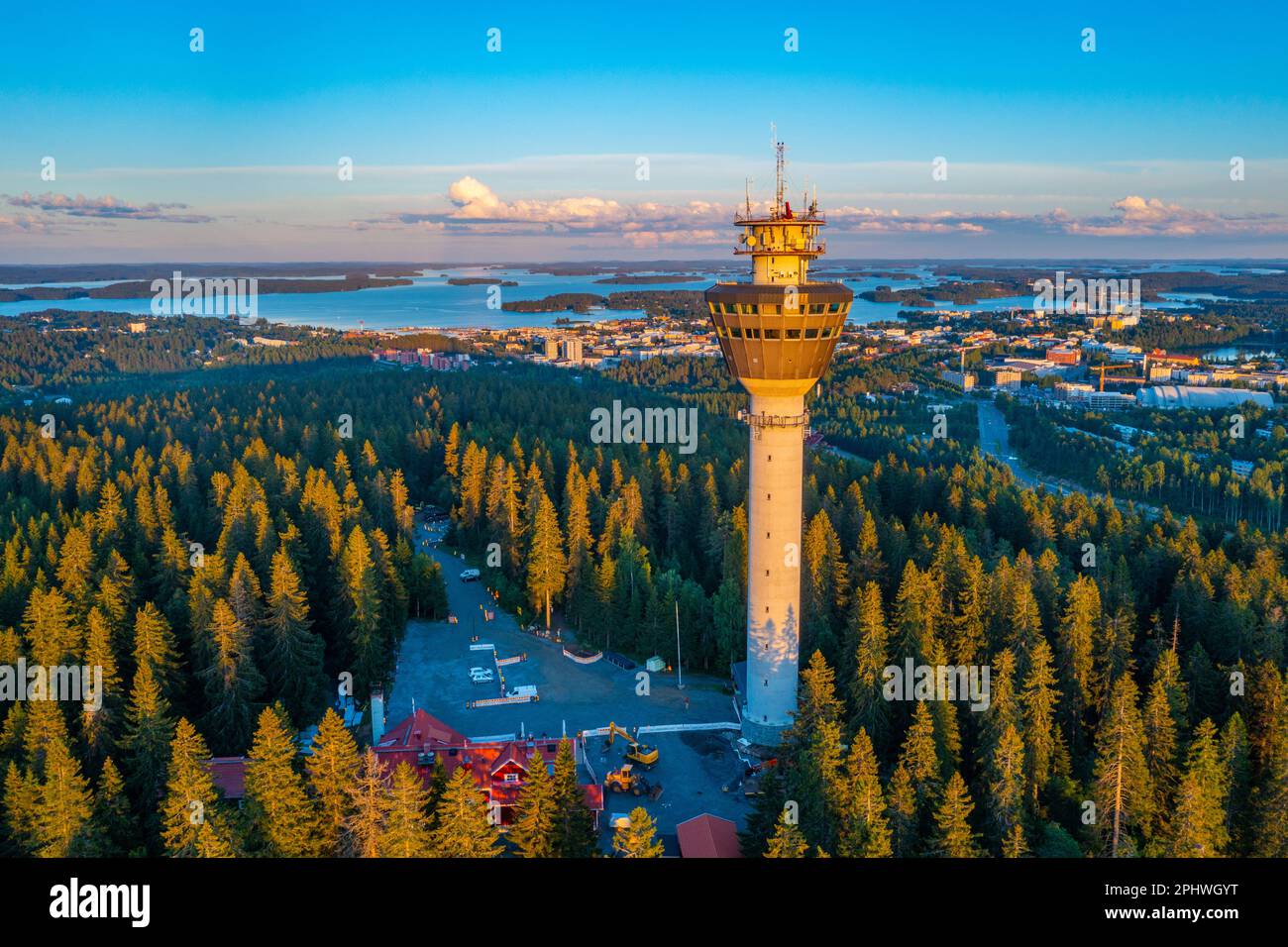 Puijo tower and panorama of Finnish town Kuopio Stock Photo - Alamy