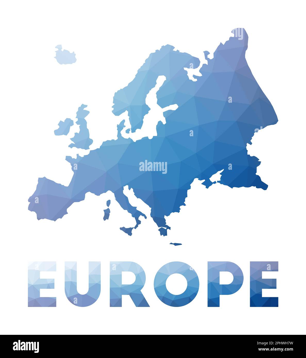 Low poly map of Europe. Geometric illustration of the continent. Europe ...
