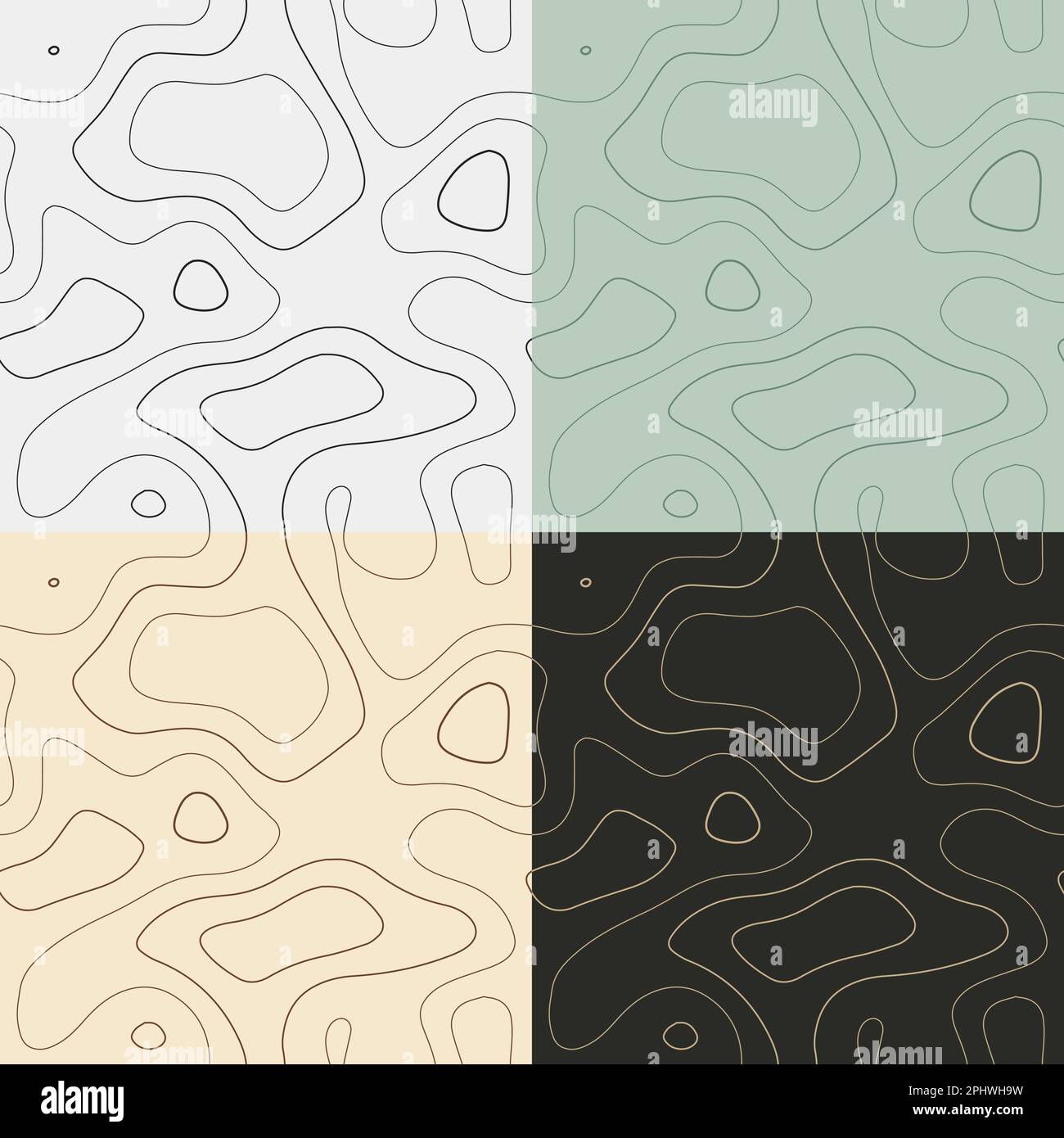 Topography patterns. Seamless elevation map tiles. Awesome isoline ...