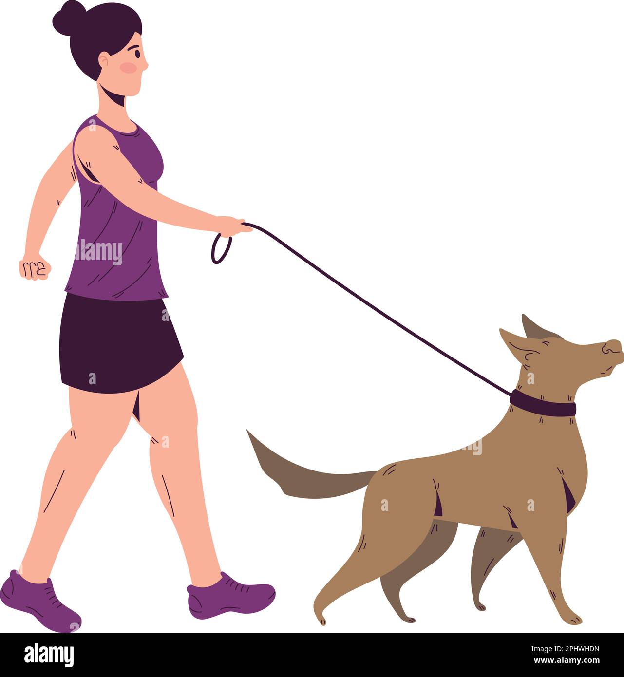 Woman running dog silhouette Stock Vector Images - Alamy
