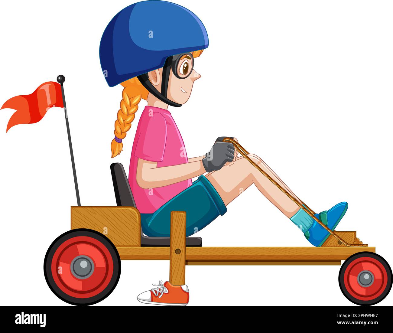 Girl driving Billy cart illustration Stock Vector Image & Art - Alamy