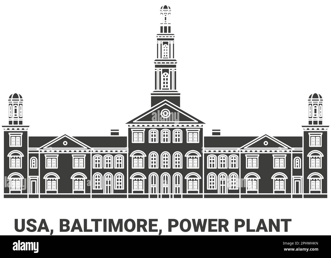 Usa, Baltimore, Power Plant travel landmark vector illustration Stock ...