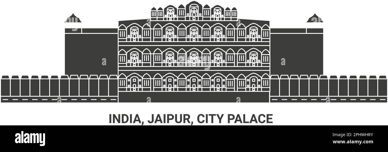 India, Jaipur, City Palace, travel landmark vector illustration Stock ...