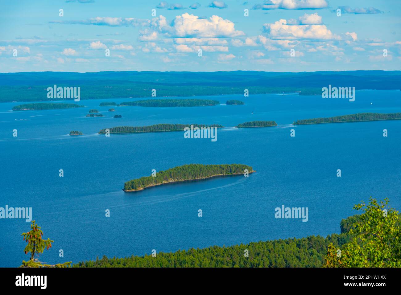 Panorama view of archipelago at lake Pielinen at Koli national park in ...