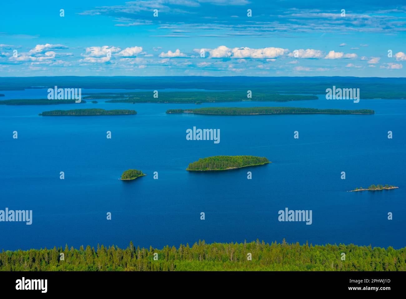 Panorama view of archipelago at lake Pielinen at Koli national park in ...