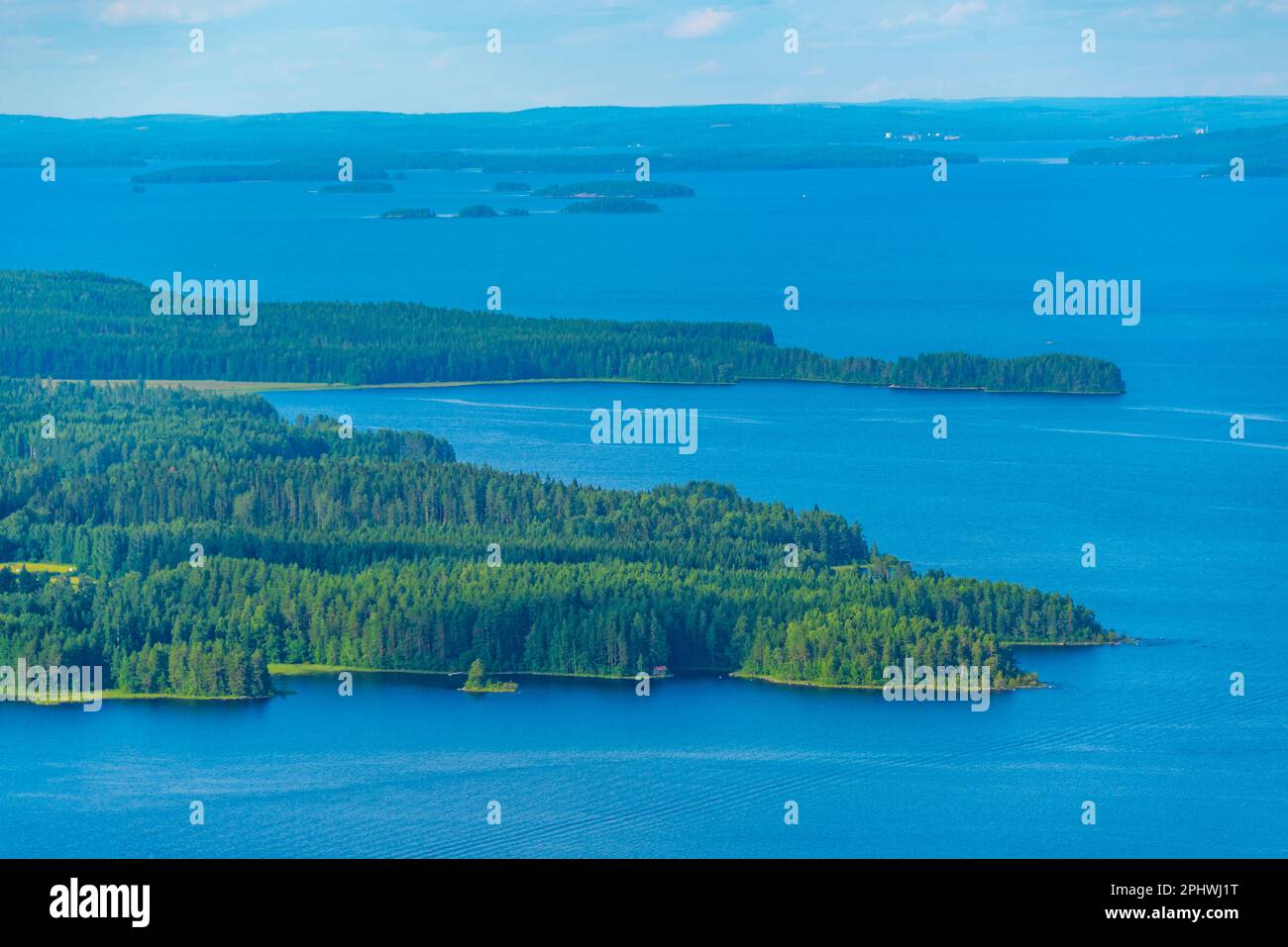 Panorama view of archipelago at lake Pielinen at Koli national park in ...