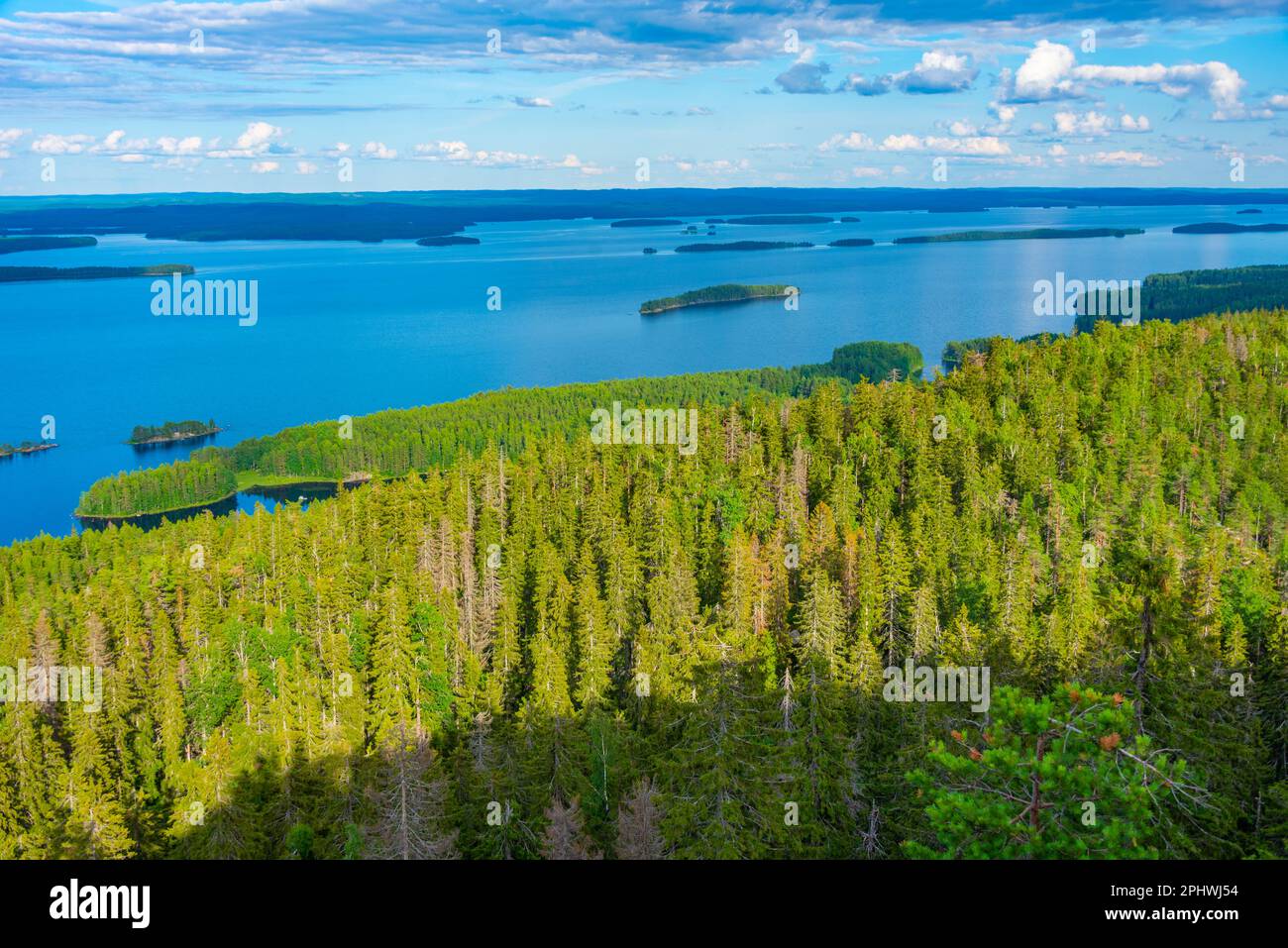 Panorama view of archipelago at lake Pielinen at Koli national park in ...