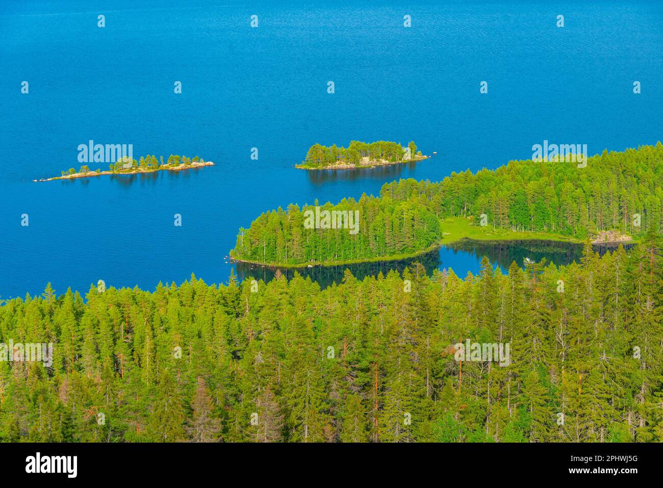 Panorama view of archipelago at lake Pielinen at Koli national park in ...