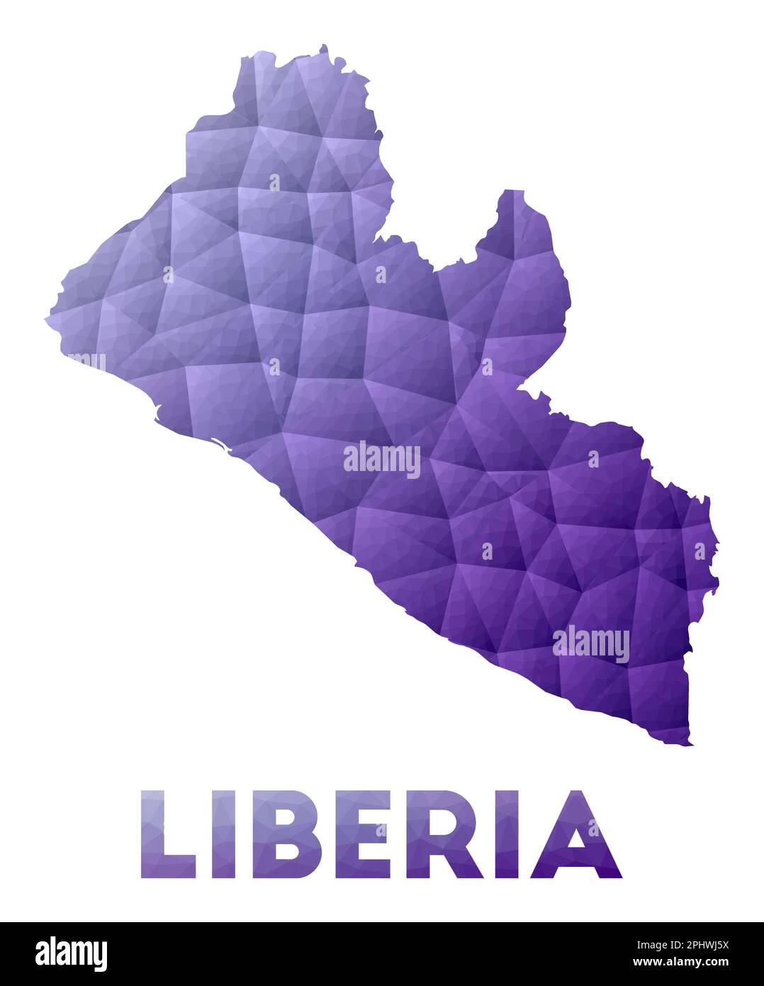 Map of Liberia. Low poly illustration of the country. Purple geometric ...