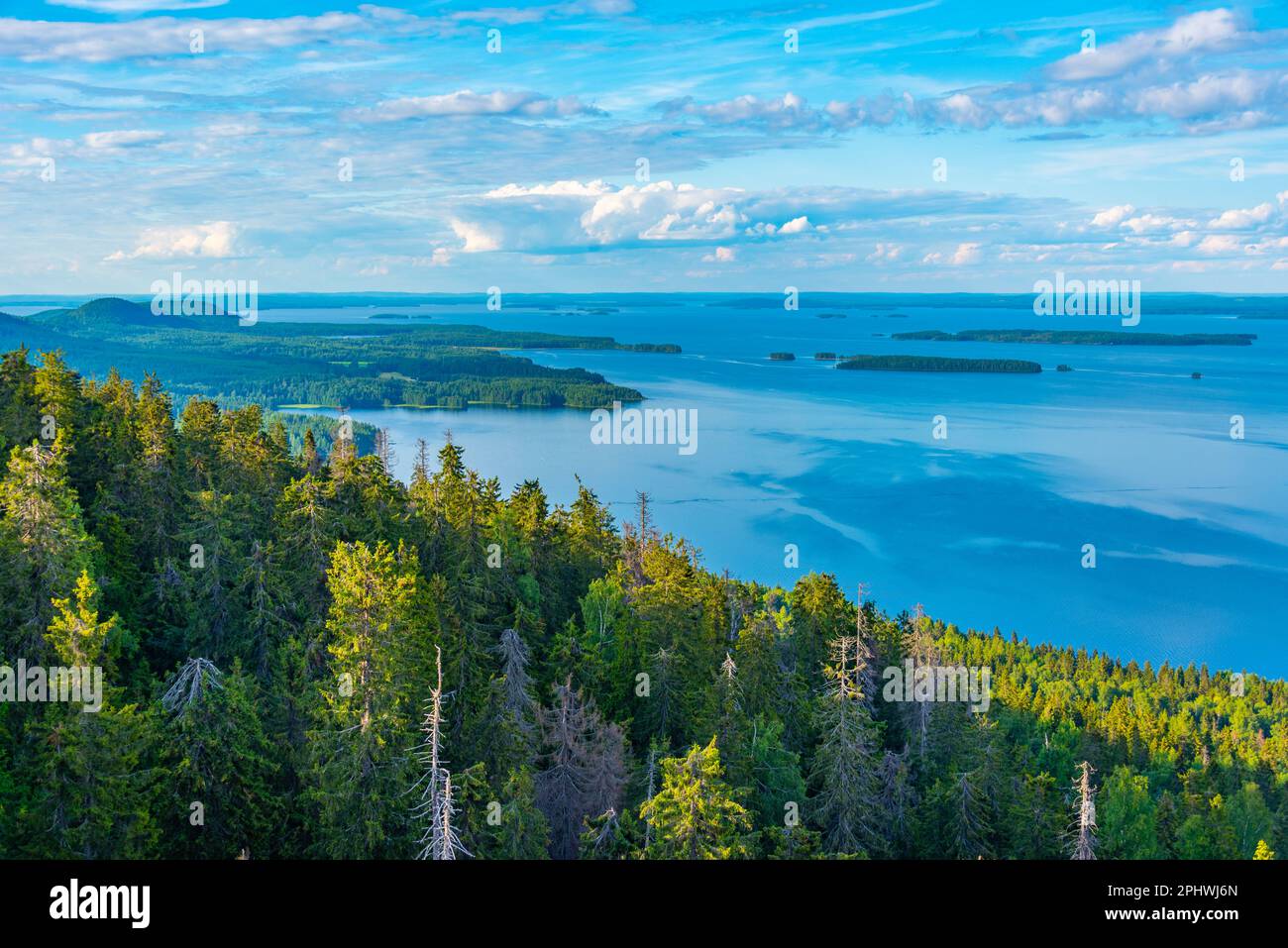 Panorama view of archipelago at lake Pielinen at Koli national park in ...