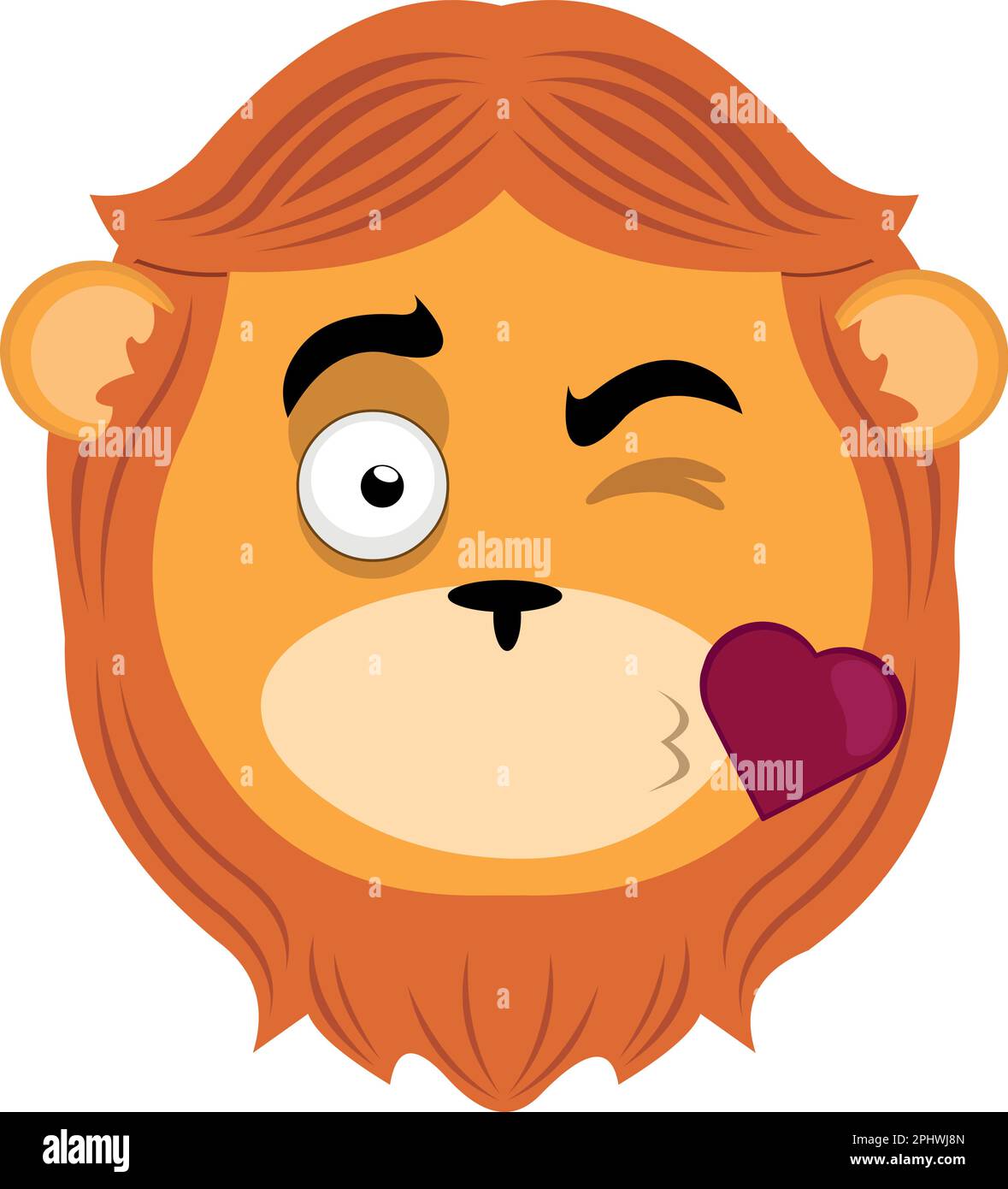 vector illustration face of a cartoon lion giving a heart shaped kiss ...