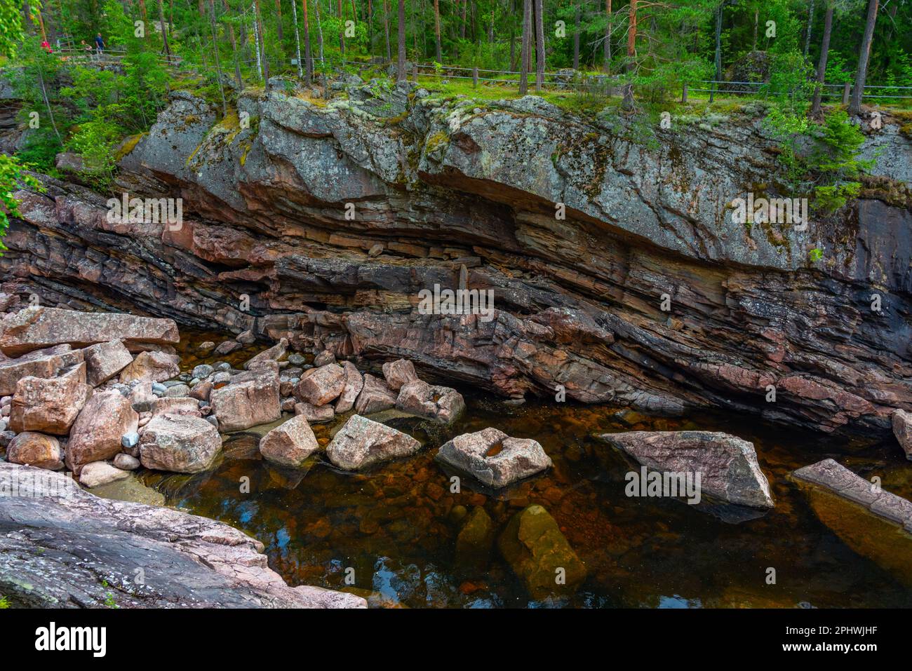 Imatra rapids during a low water flow in Finland Stock Photo - Alamy