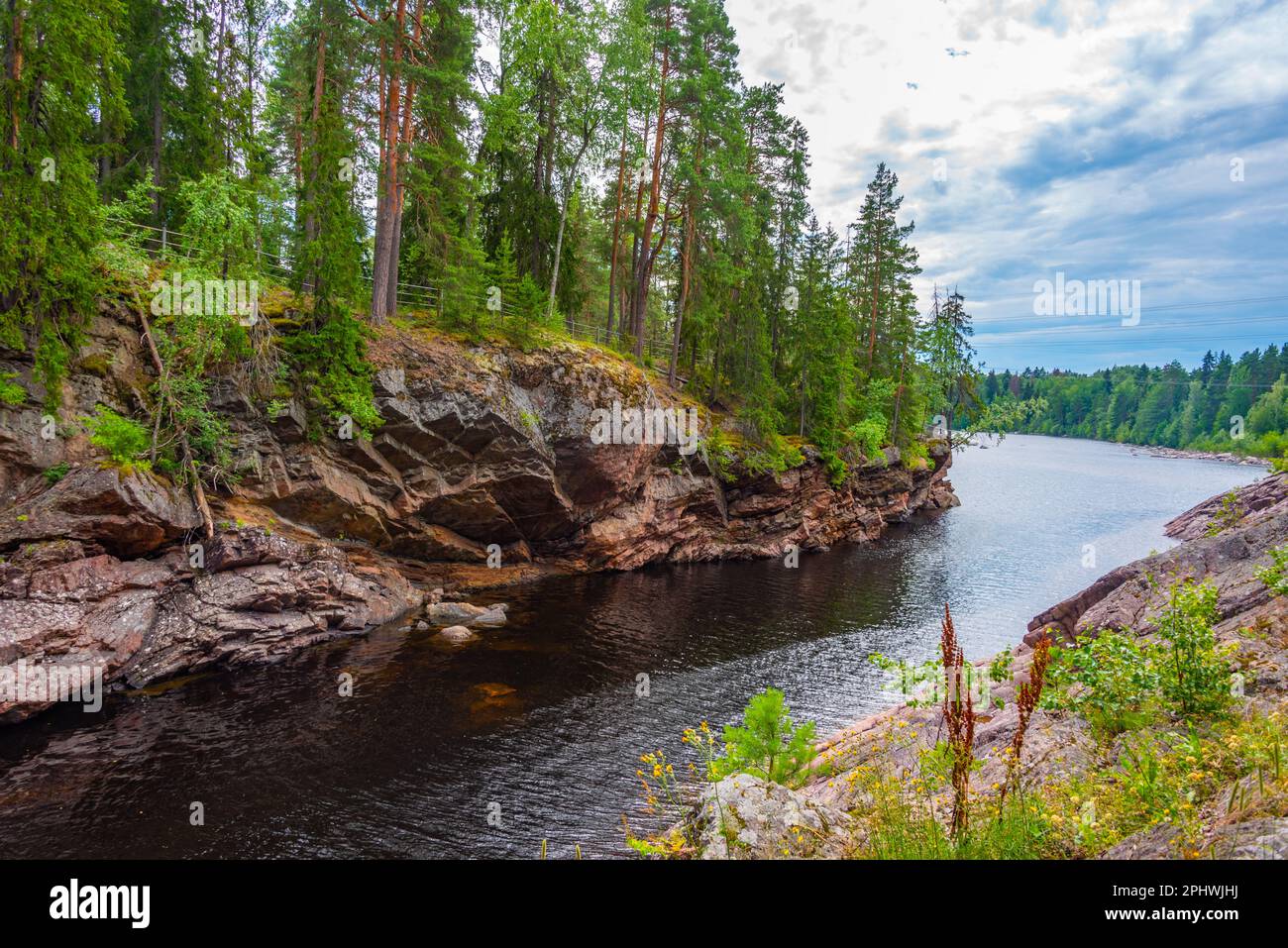 Imatra rapids during a low water flow in Finland Stock Photo - Alamy
