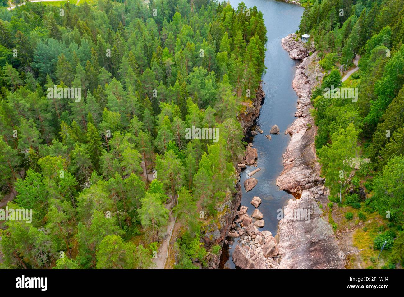 Imatra rapids during a low water flow in Finland Stock Photo - Alamy