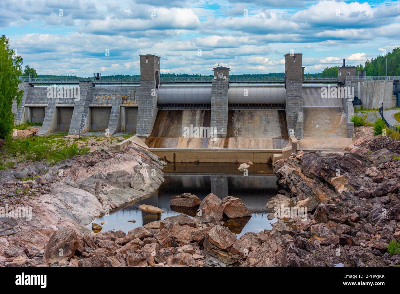 Imatra rapids during a low water flow in Finland Stock Photo - Alamy