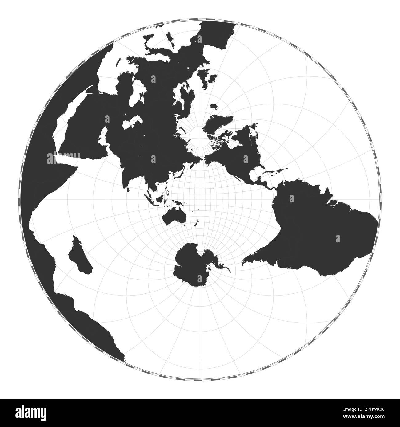 Vector world map. Stereographic. Plain world geographical map with ...