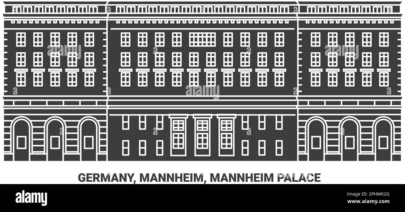 Germany, Mannheim, Mannheim Palace travel landmark vector illustration ...