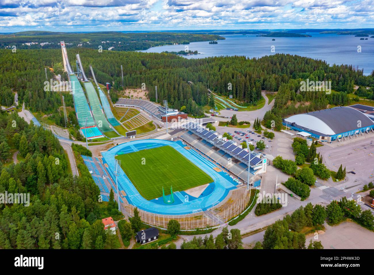 Ski jumping and sport stadium in Finnish town Lahti Stock Photo - Alamy