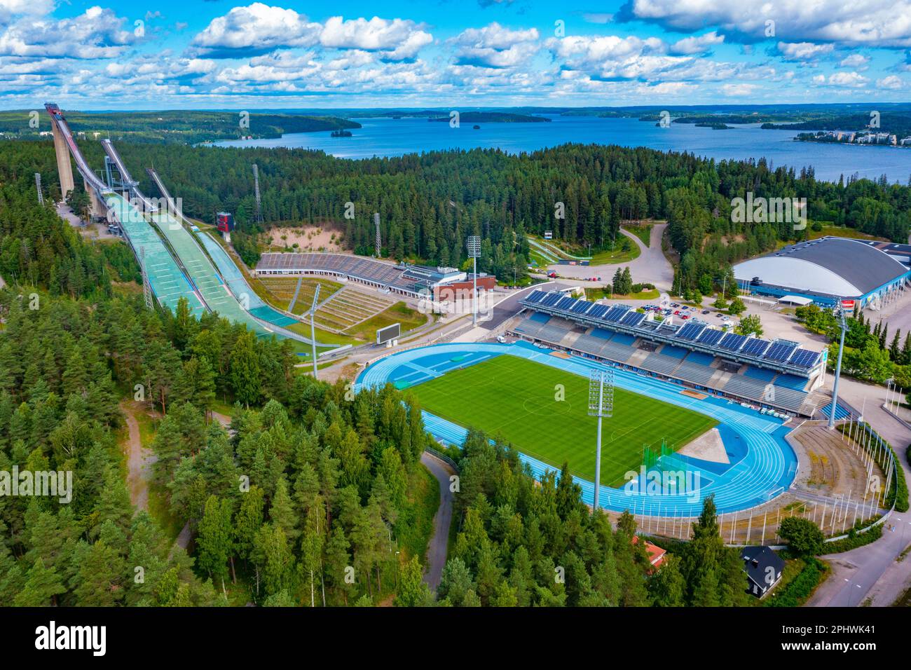 Ski jumping and sport stadium in Finnish town Lahti Stock Photo - Alamy