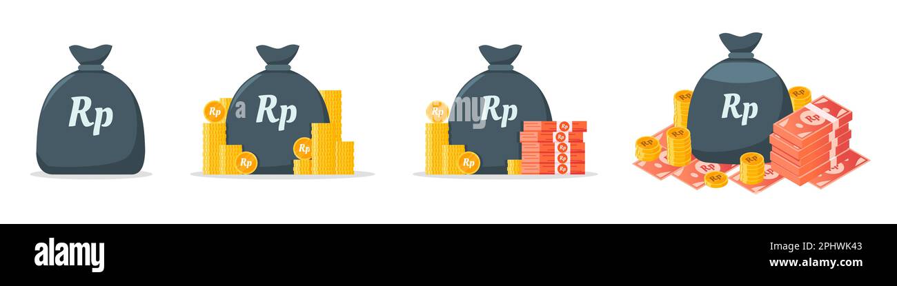 Indonesian Rupiah Money Bag Icon Set Stock Vector Image & Art - Alamy