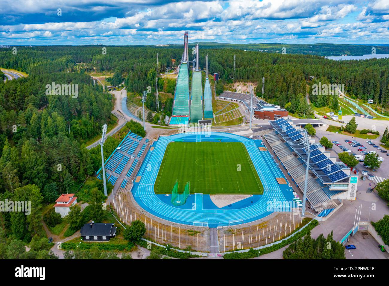 Ski jumping and sport stadium in Finnish town Lahti Stock Photo - Alamy