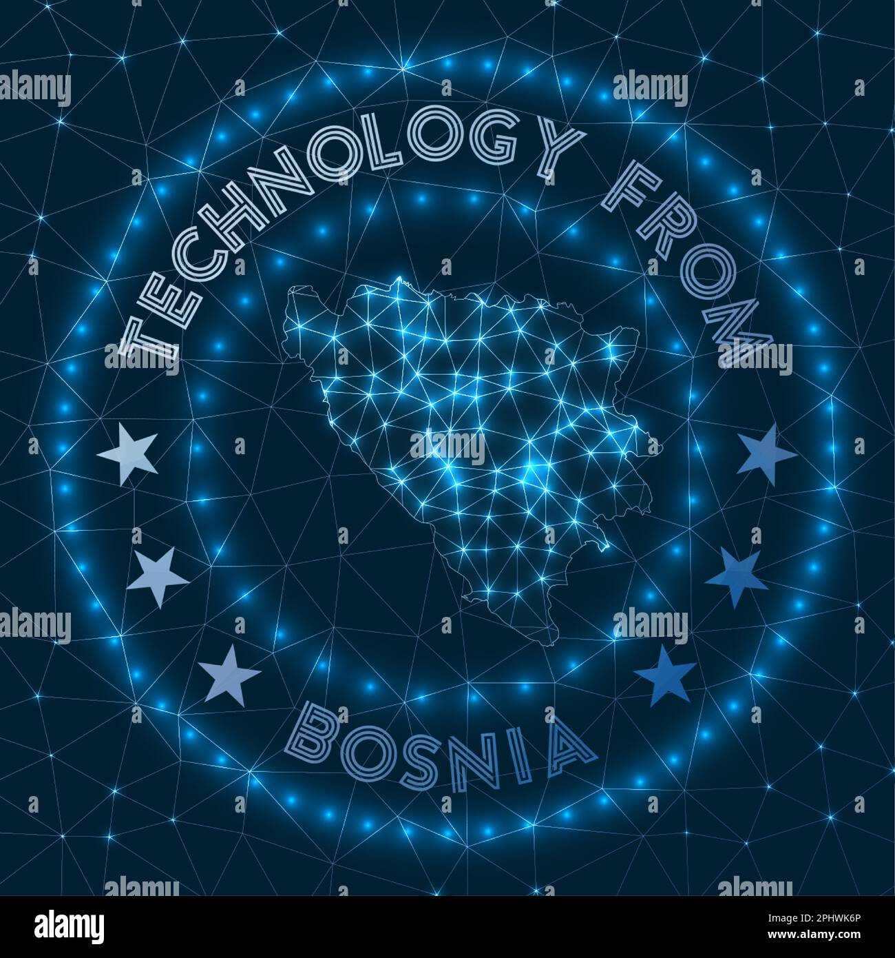 Technology From Bosnia. Futuristic geometric badge of the country ...
