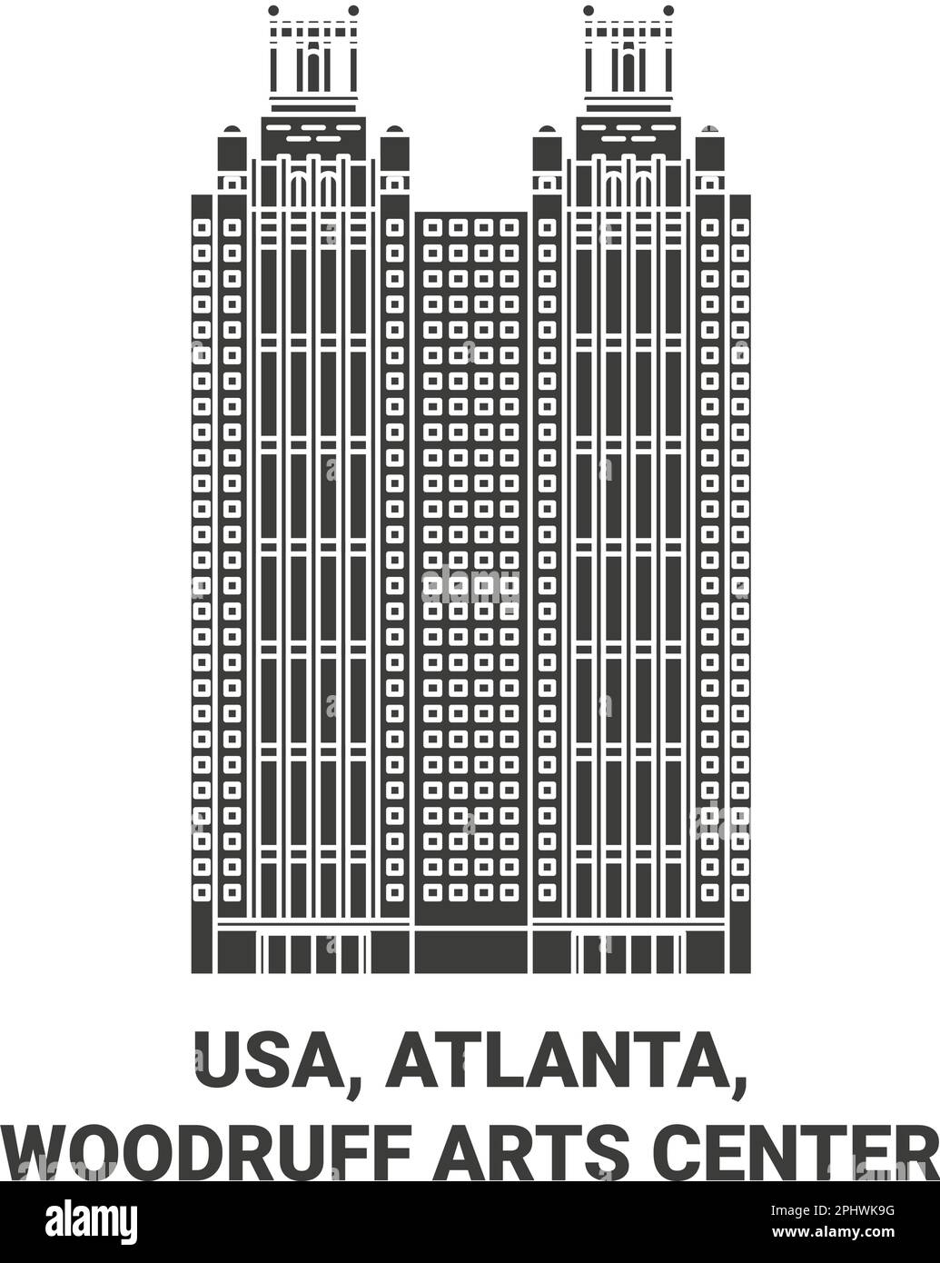 Usa, Atlanta, Woodruff Arts Center travel landmark vector illustration ...