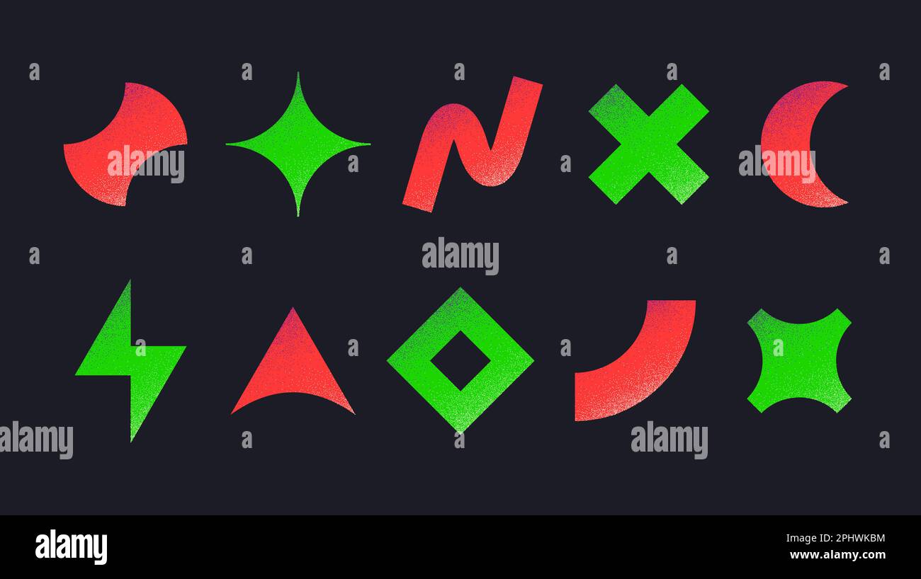 Geometric primitive shapes collection. Textured abstract forms set in ...