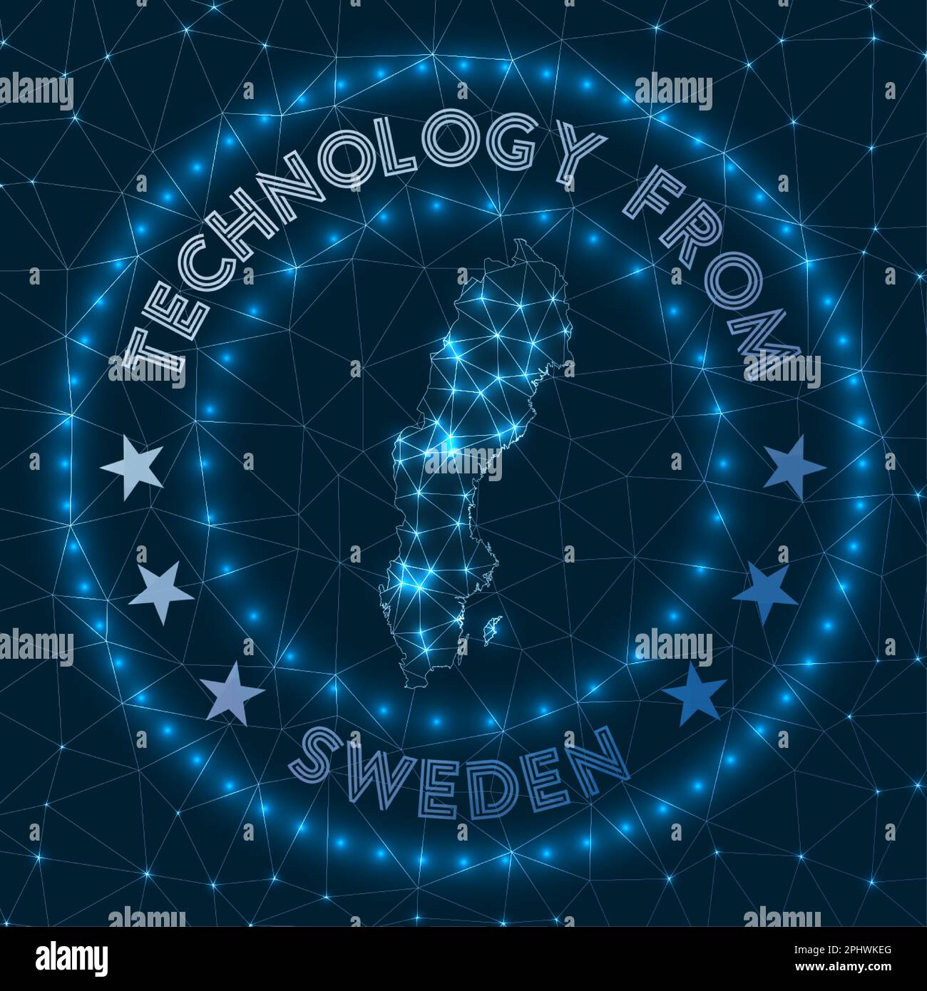 Technology From Sweden. Futuristic geometric badge of the country ...
