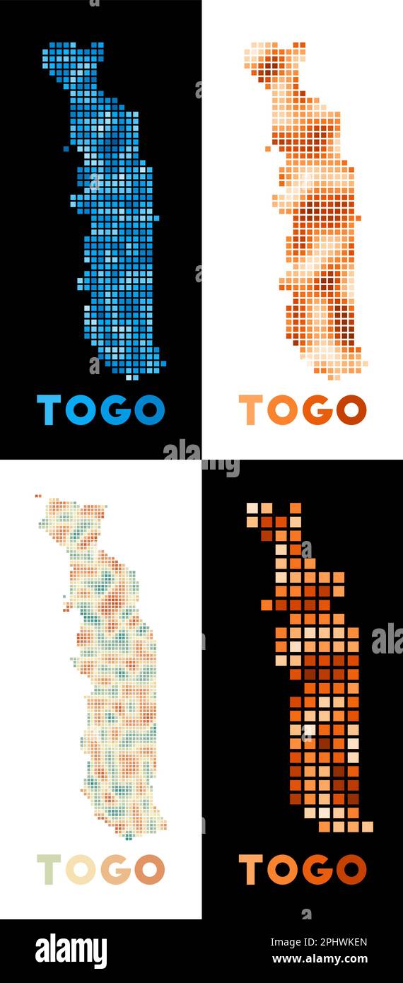 Togo map. Collection of maps of Togo in dotted style. Borders of the ...