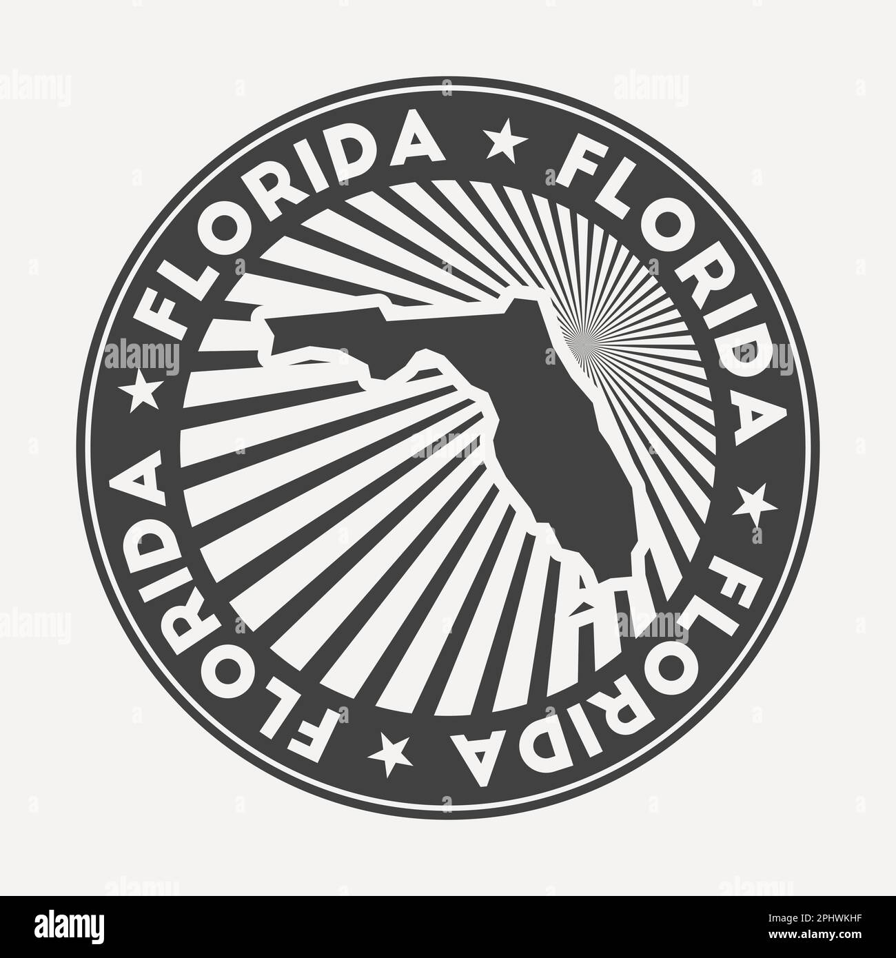 Florida round logo. Vintage travel badge with the circular name and map of US state, vector ...