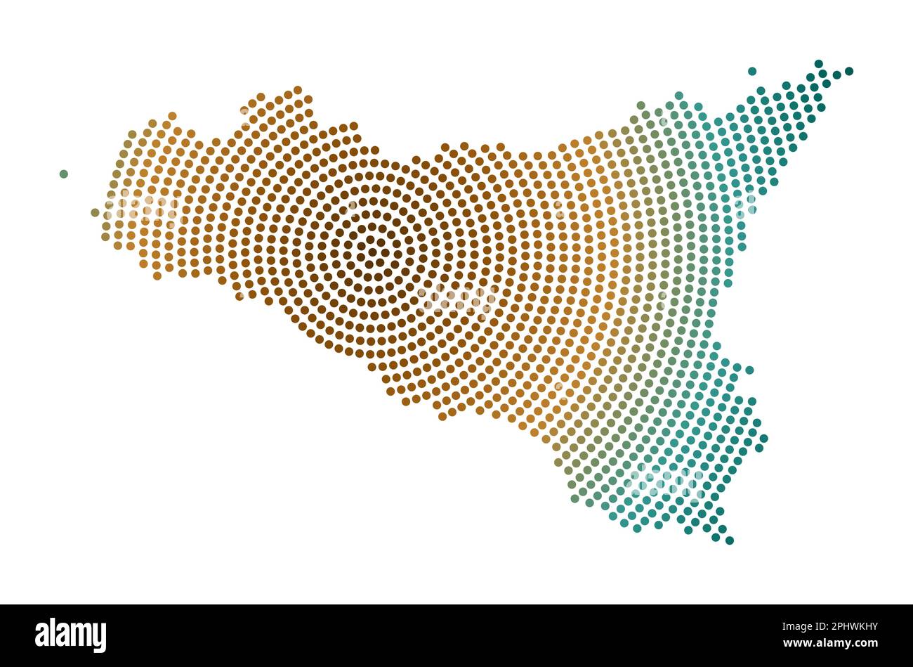 Sicily dotted map. Digital style shape of Sicily. Tech icon of the ...