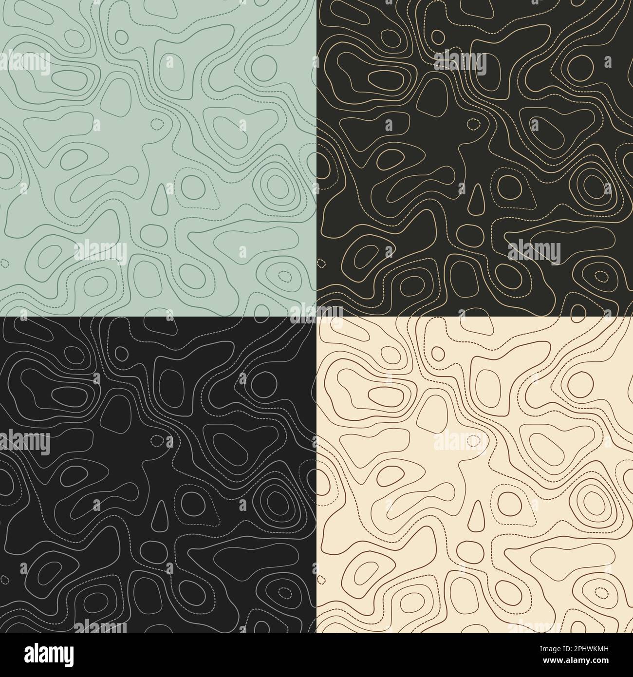 Topography patterns. Seamless elevation map tiles. Amazing isoline ...