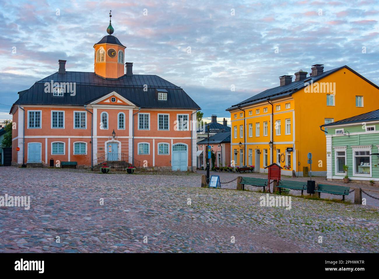 Cobblestone street in old town porvoo finland hi-res stock photography ...